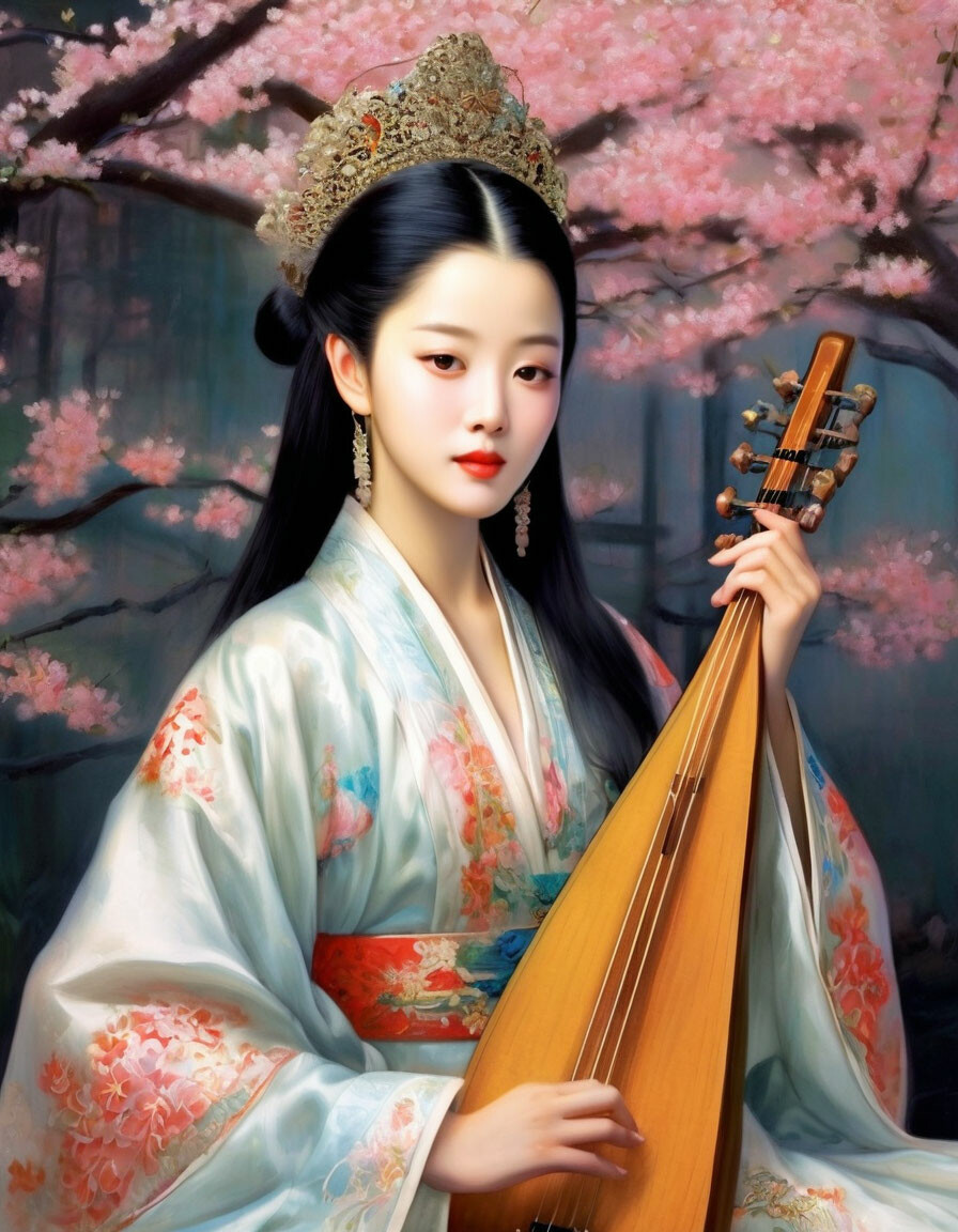 "The court ladies of the Chinese Emperor.A beautiful girl under a ...