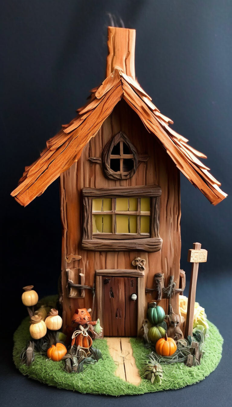 "Scarecrow house-meow, mahogany" — image created in Shedevrum