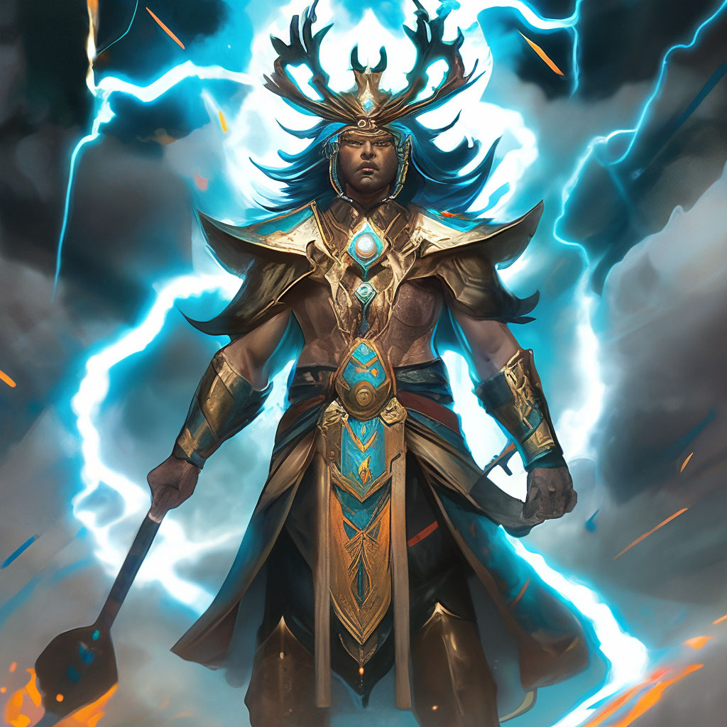 "The lord of thunder and lightning, …" — image created in Shedevrum