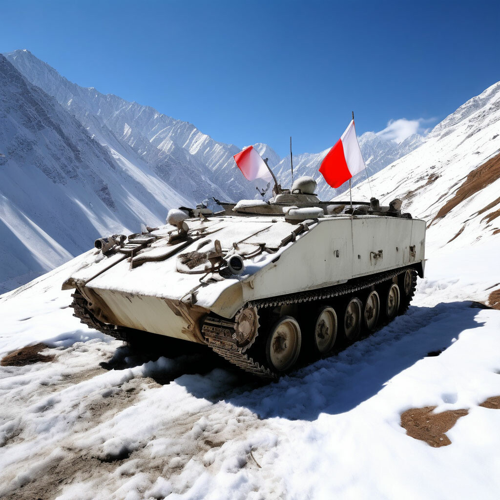 "Mahipar Pass. Soviet BMP. snow. mi 8" — image created in Shedevrum
