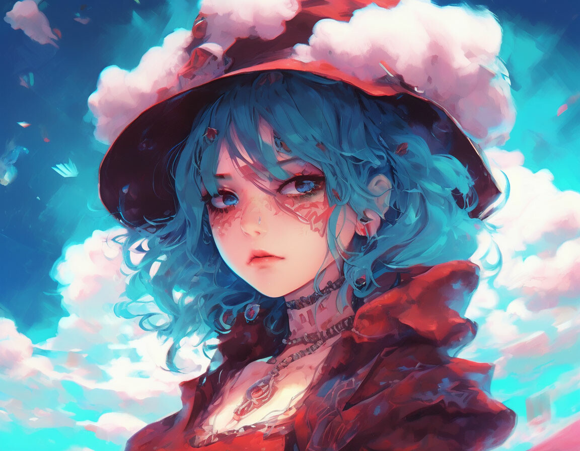 "Anaglif, anime art, witch girl, lots …" — image created in Shedevrum