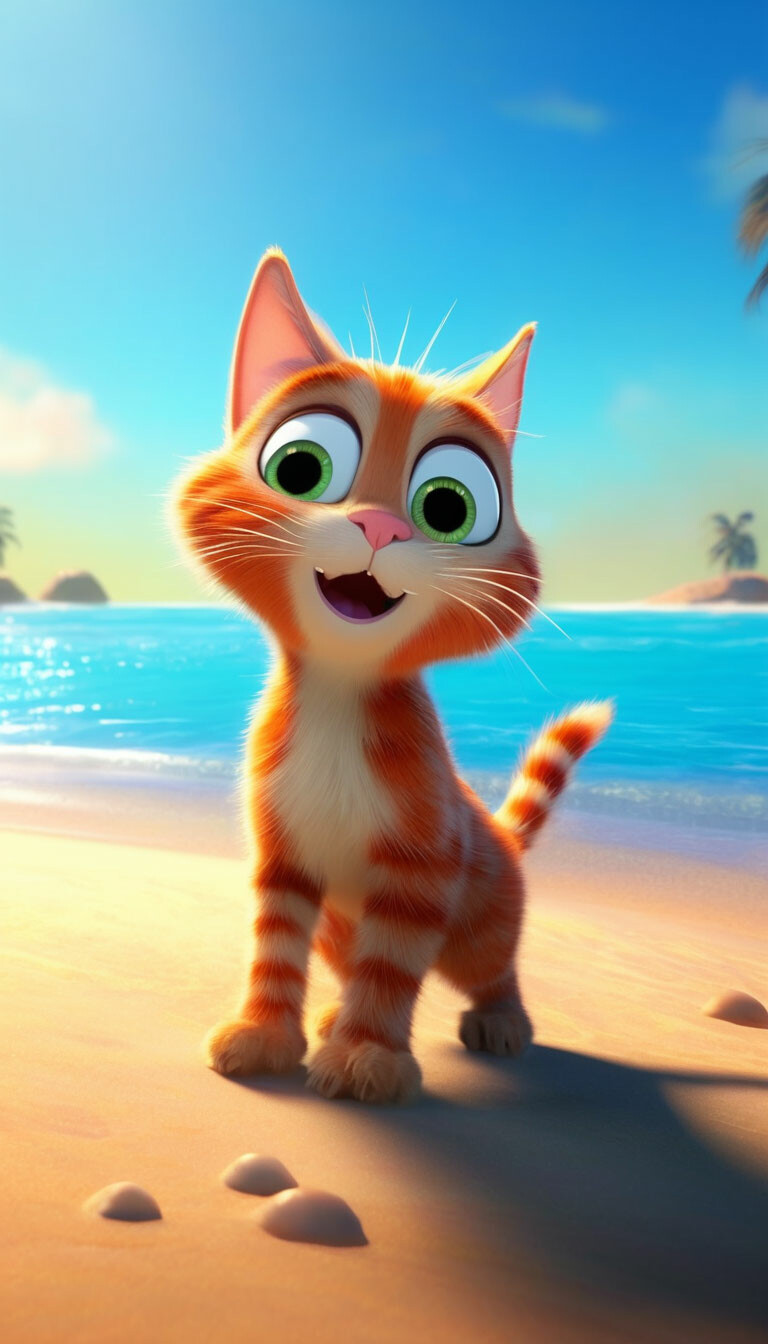 "A Pixar 3D render of a cat exploring …" — image created in Shedevrum