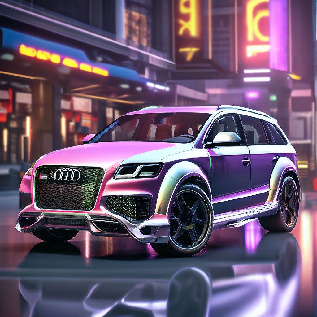 "Audi Q7, cyberpunk style, real photo-rendered elements, first ...