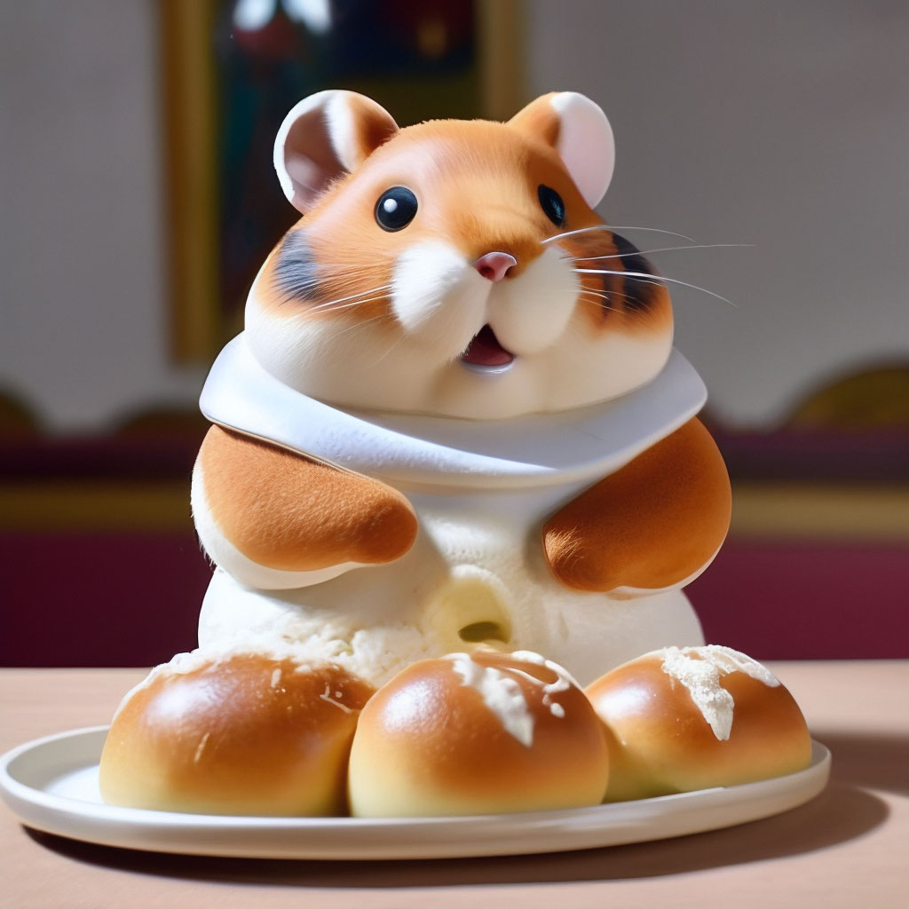 "Fat animatronic hamster eats a bun animatronics, milota," — image ...