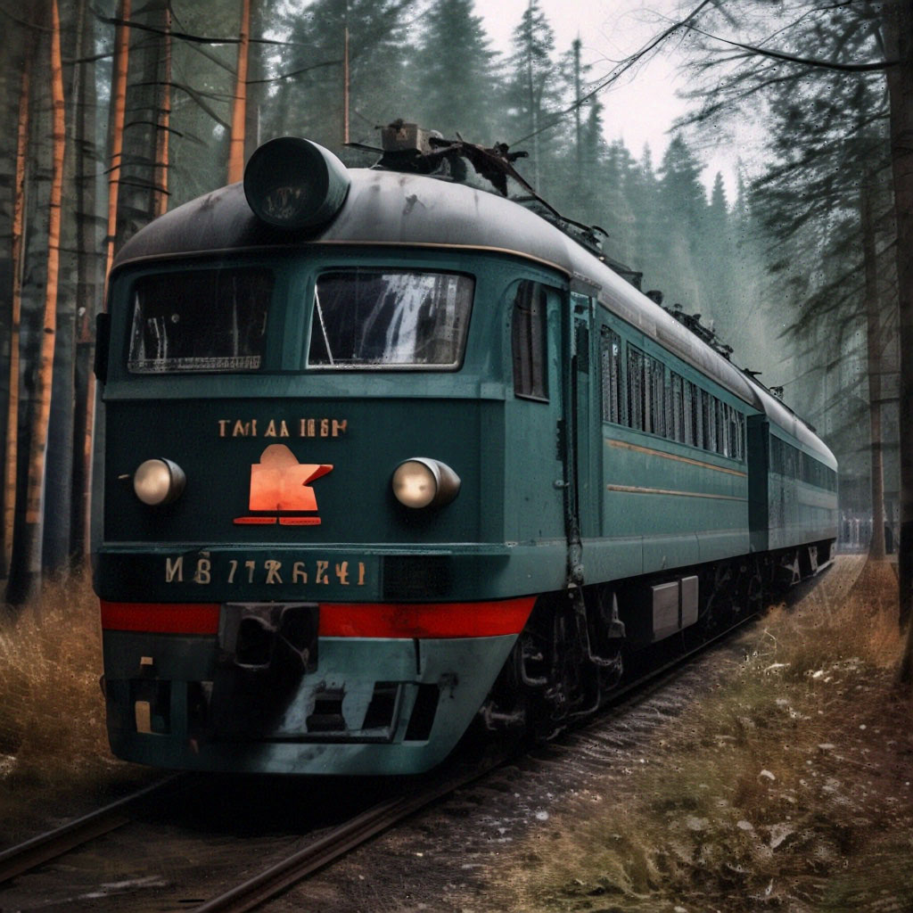 "The old train VL8, in the forest in …" — image created in Shedevrum