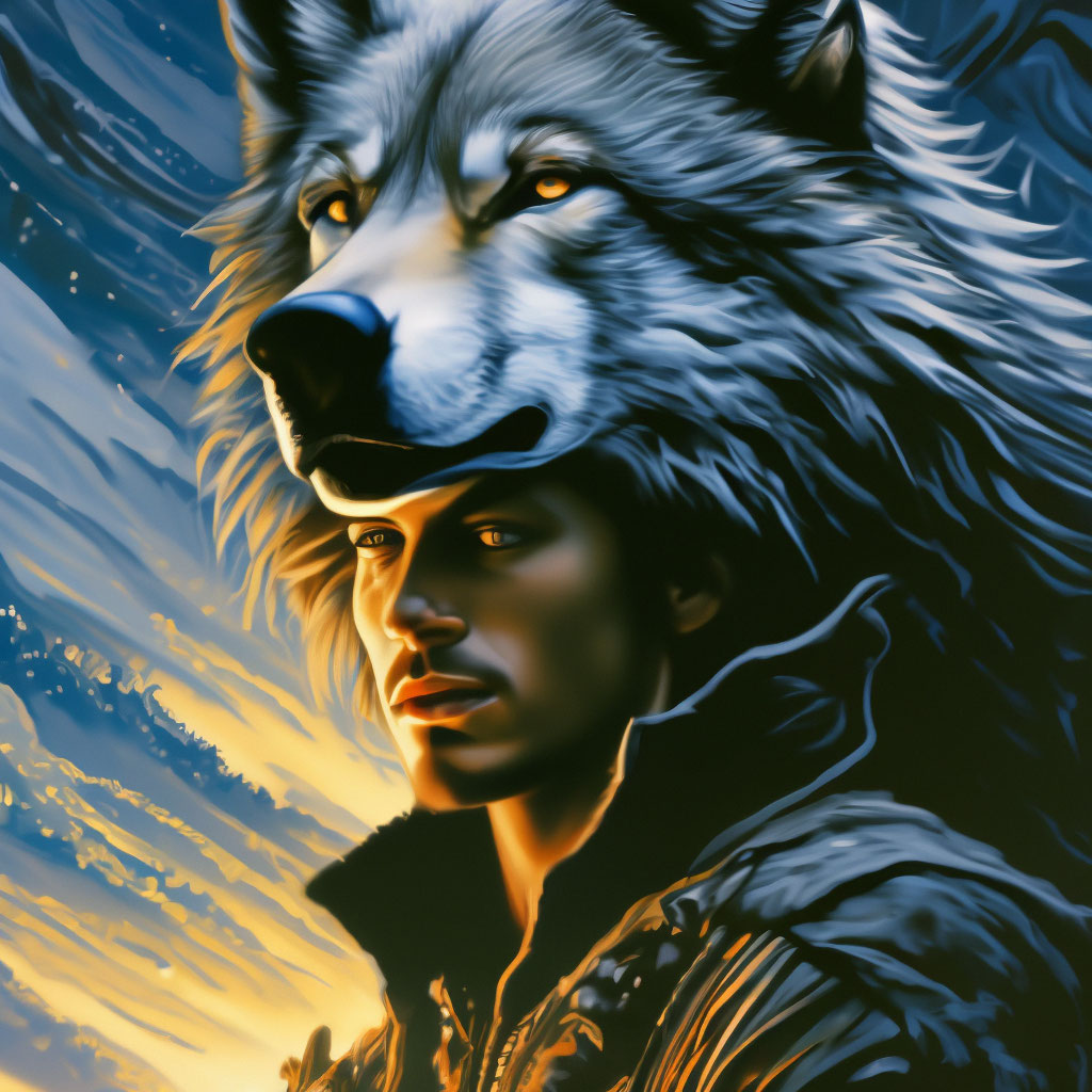"Stranger world in style Michael Whelan, colored markers, wolves ...