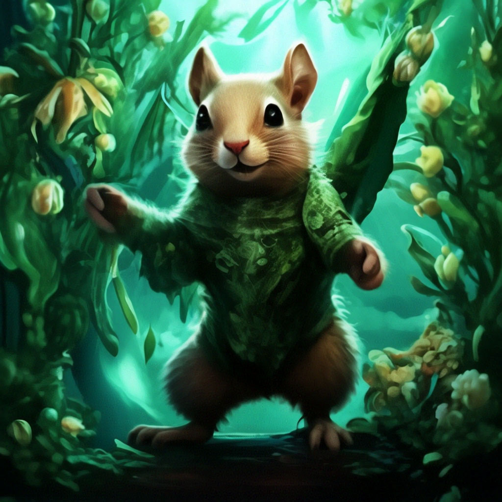 "Flying squirrel aquamarine greenery,flowers, mystery,magic,many ...