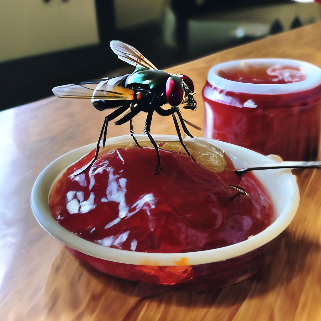 "A fly landed on the jam that's all the poem" — image created in Shedevrum