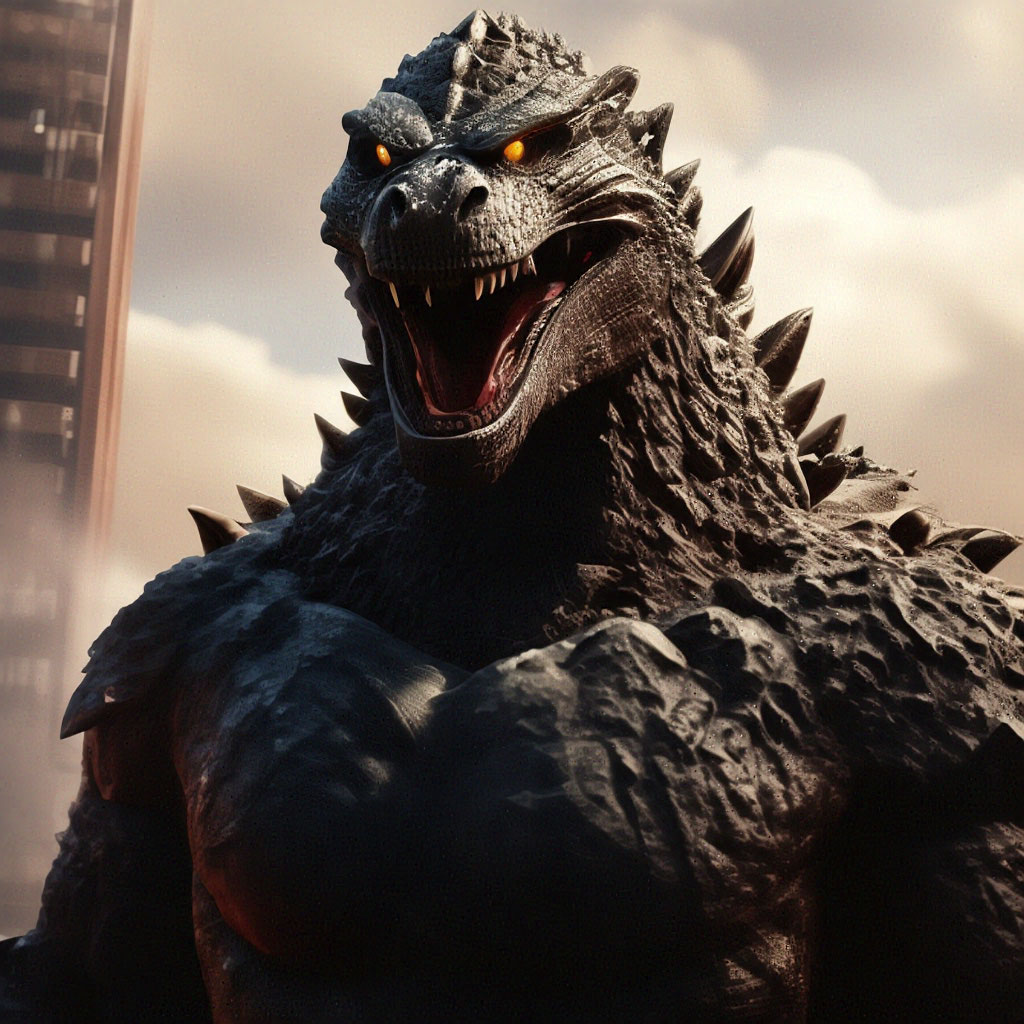 "Godzilla is he and the hero Godzilla!" — image created in Shedevrum