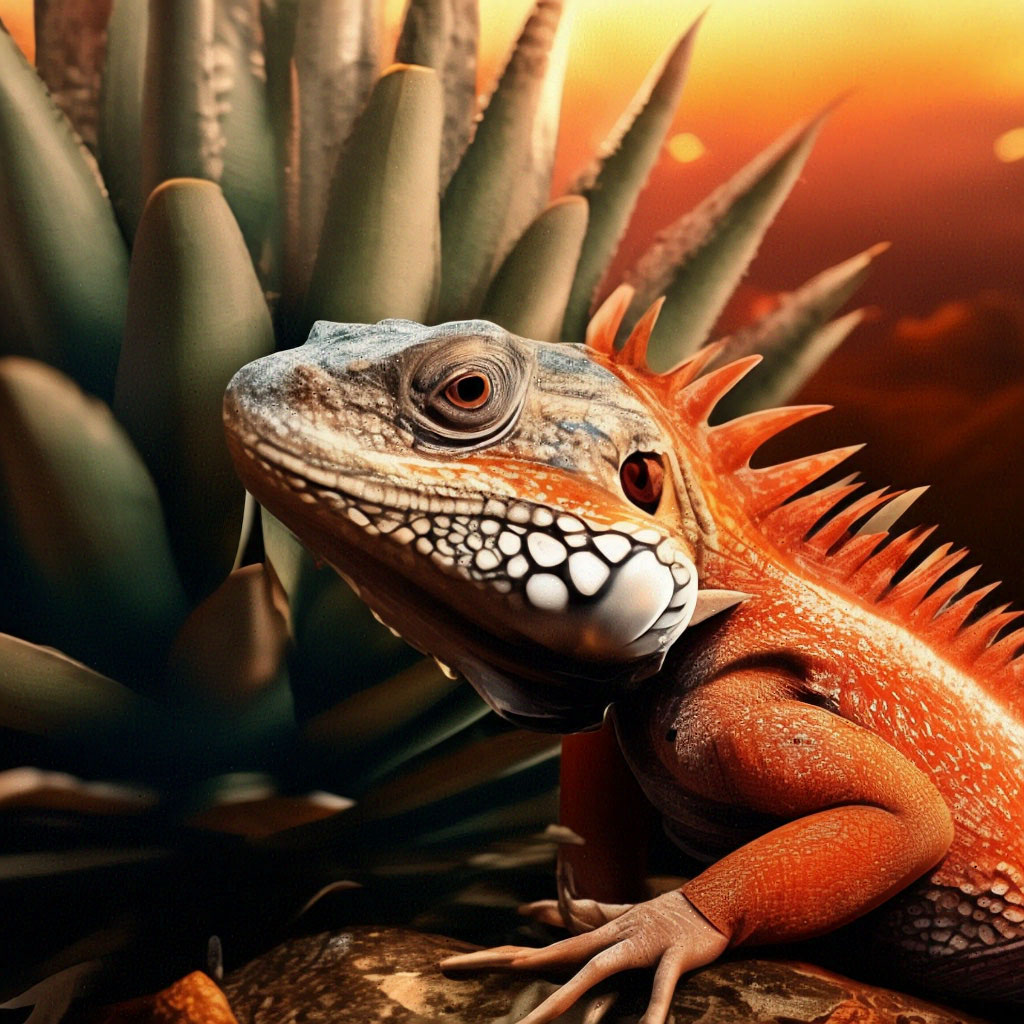 "Agama and agave drawing details, beautiful landscape, lots of details ...