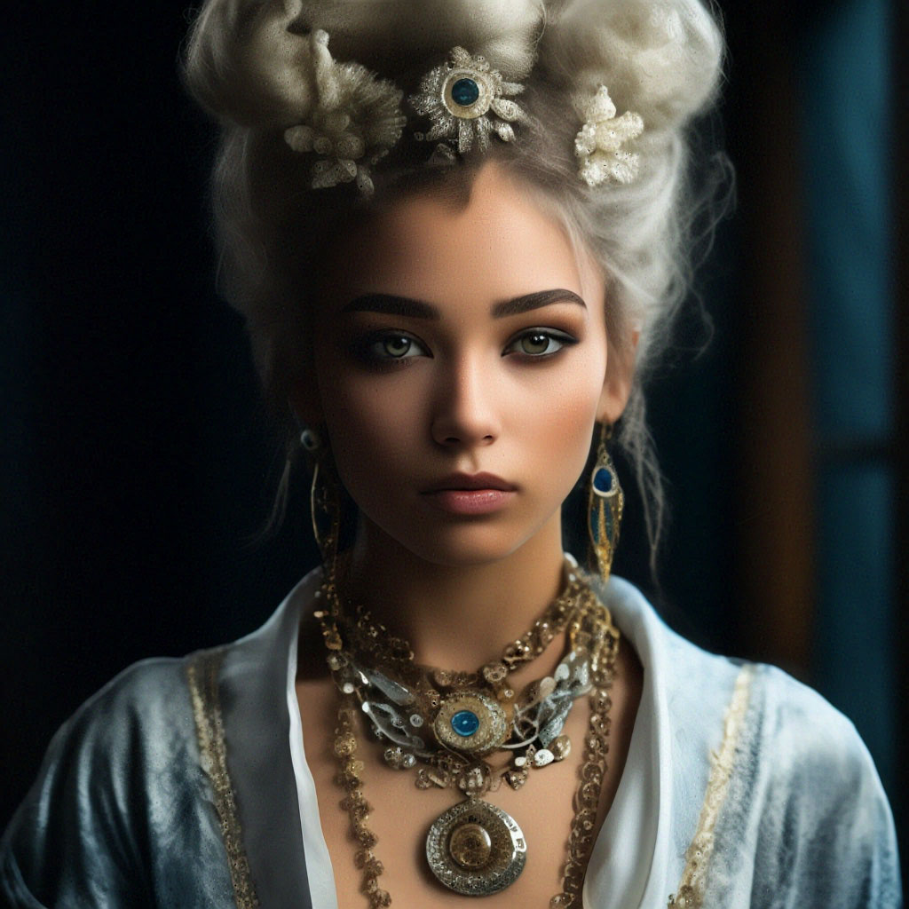 "Moon princess Rick Prime, sophisticated jewelry, expressive eyes ...