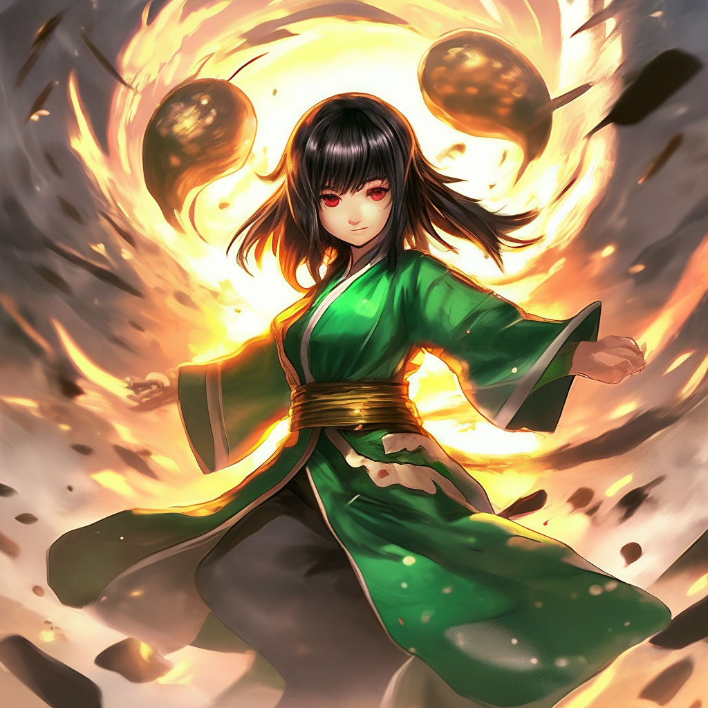 "Blind girl, earthbender, fight, long bangs, shaggy short black hair ...