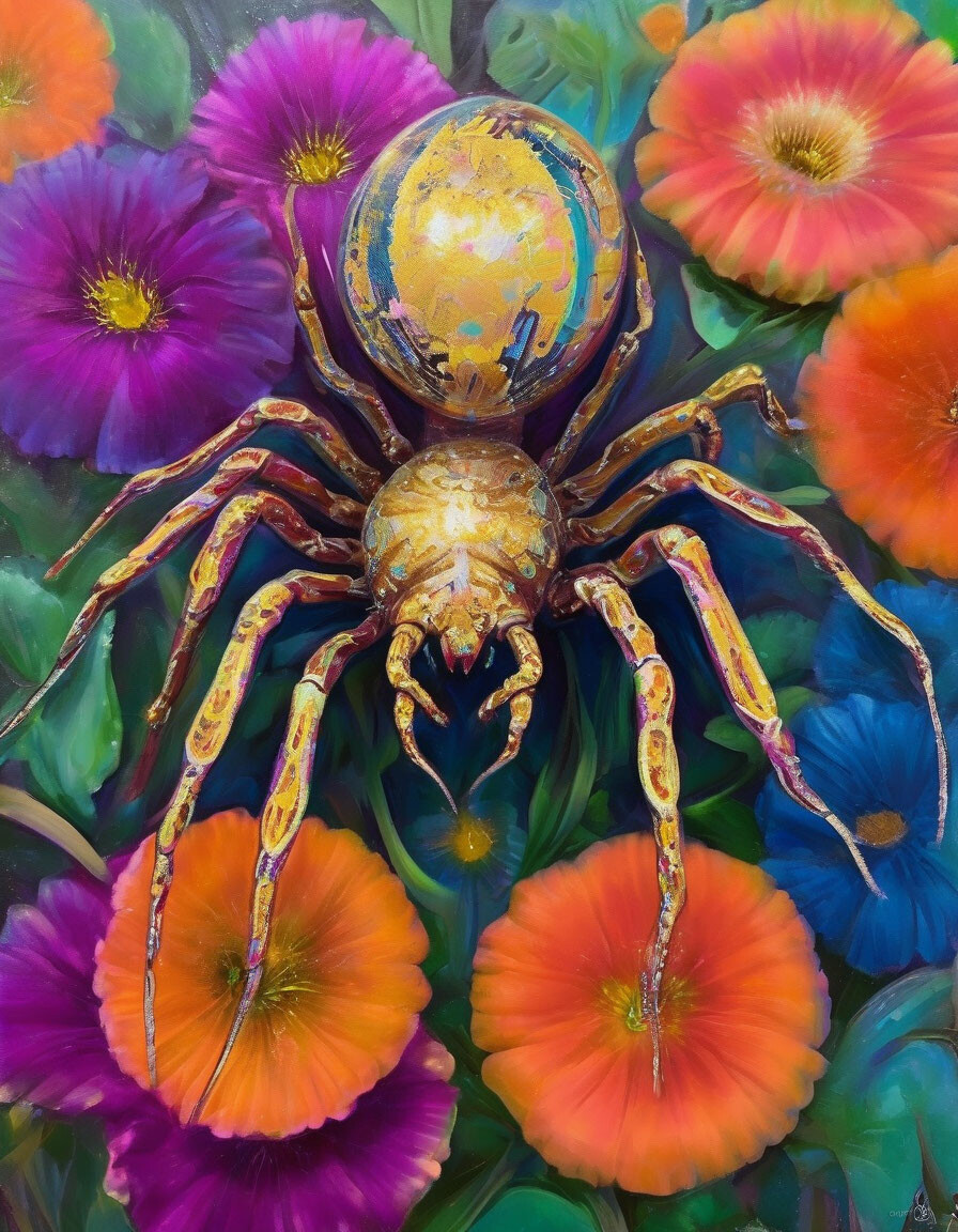 "Psychedelic spider, gilding, petunia,python, penelope" — image created ...