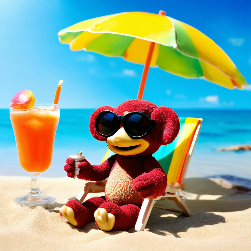 "Cheburashka in sunglasses on the …" — image created in Shedevrum