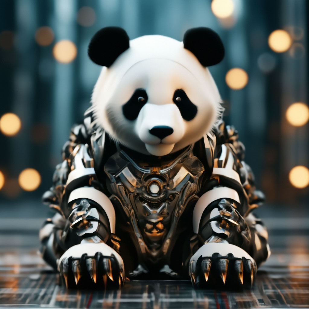 "💫 miniature, symbiosis robot panda, mechanical paws, biomechanics ...
