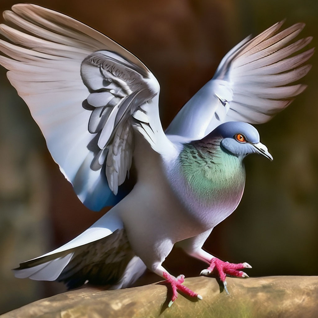 "A pigeon in velvet wings" — image created in Shedevrum