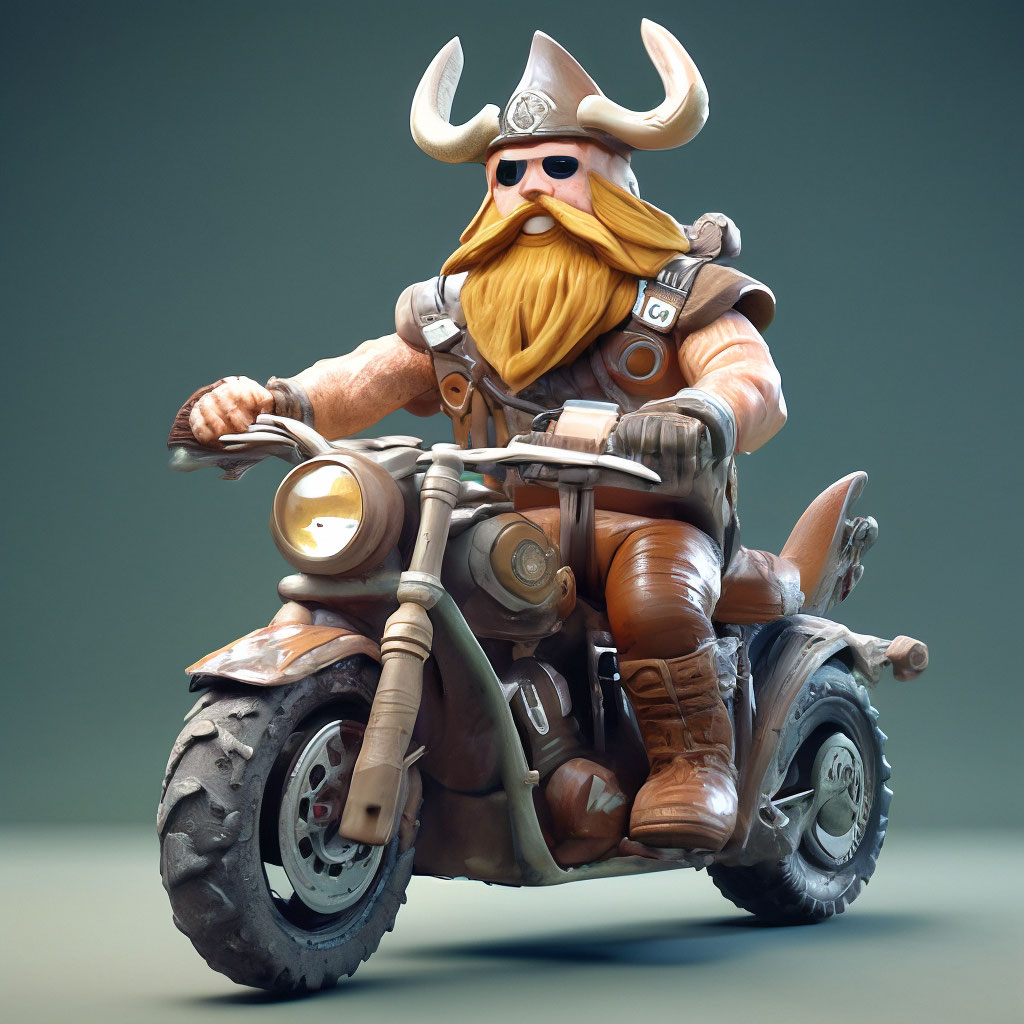 "Viking bearded biker,made of plasticine,in the style of Tim Burton ...