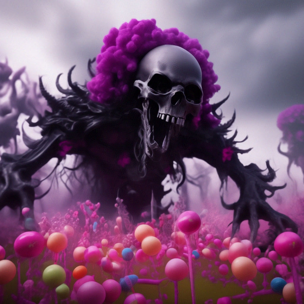 "🖤 A huge monster made of a fractal of cotton candy and colorful ...