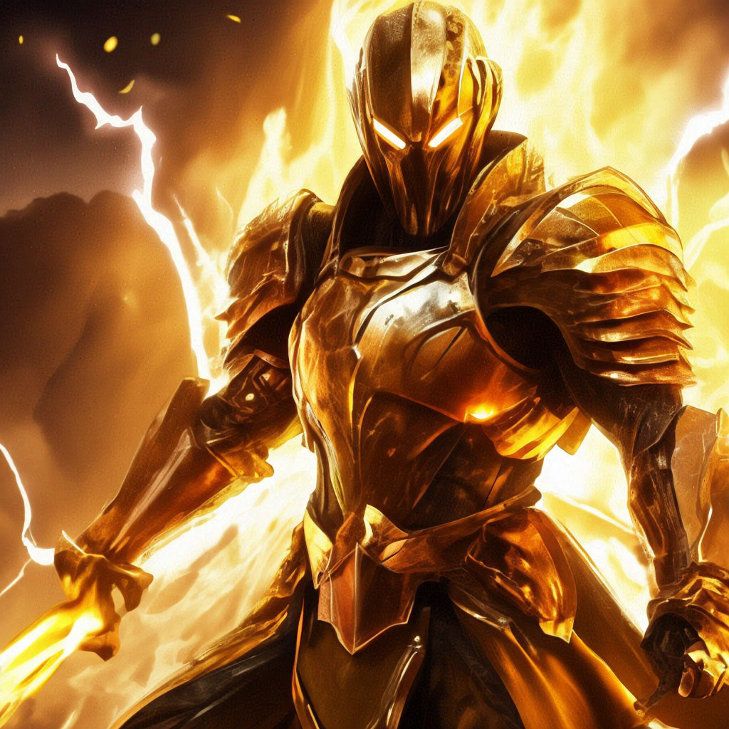 "1. A mesmerizing digital painting showcasing a heroic Warrior of Light ...