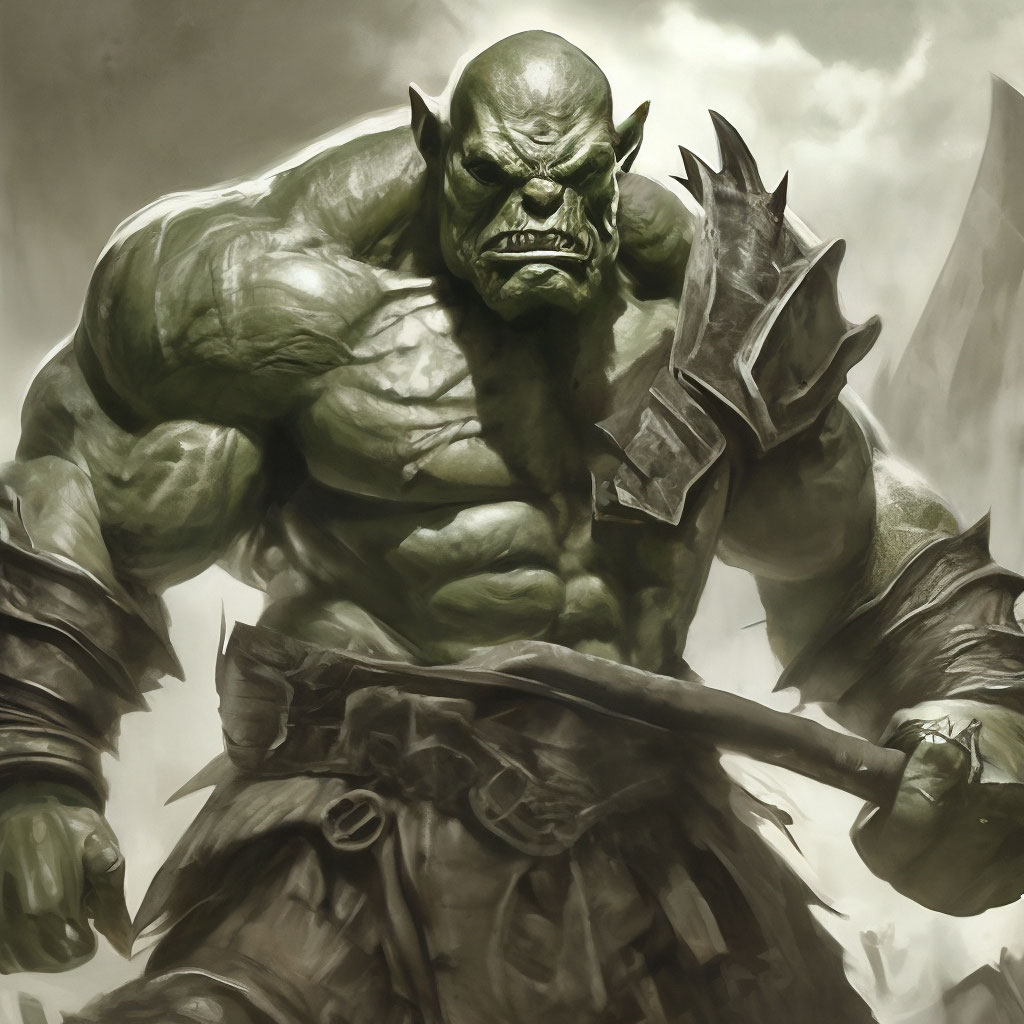 "Orc, gigantic,powerful,armed with a club🧌👹 realism, graphics, detail ...
