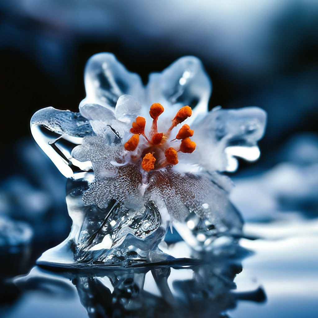 "Flower made of ice, surreal, …" — image created in Shedevrum