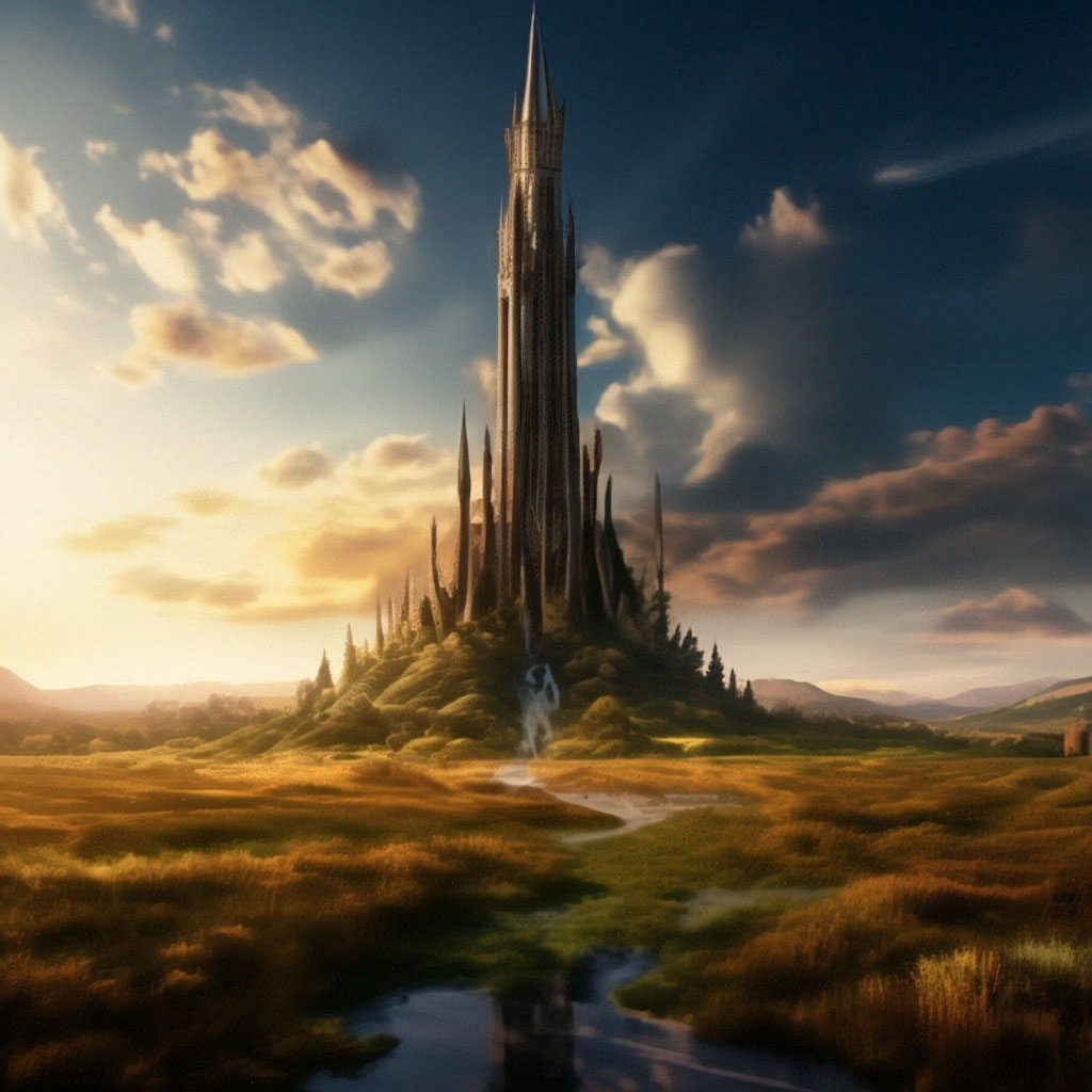 "The slender tower of the magician …" — image created in Shedevrum