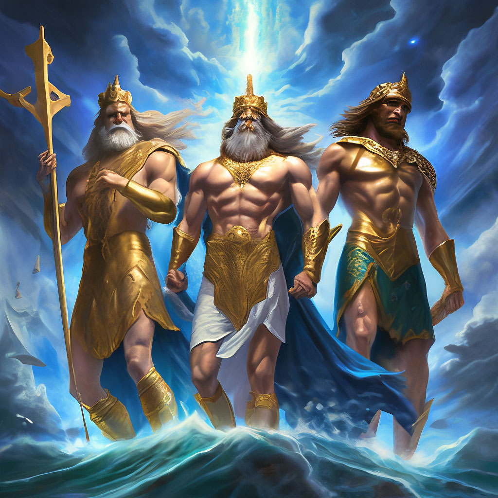 Zeus Raio Poseidon Tridente Hades Forcado