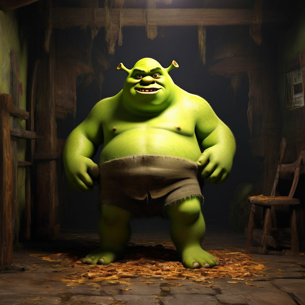 "Shrek has diarrhea" — image created in Shedevrum