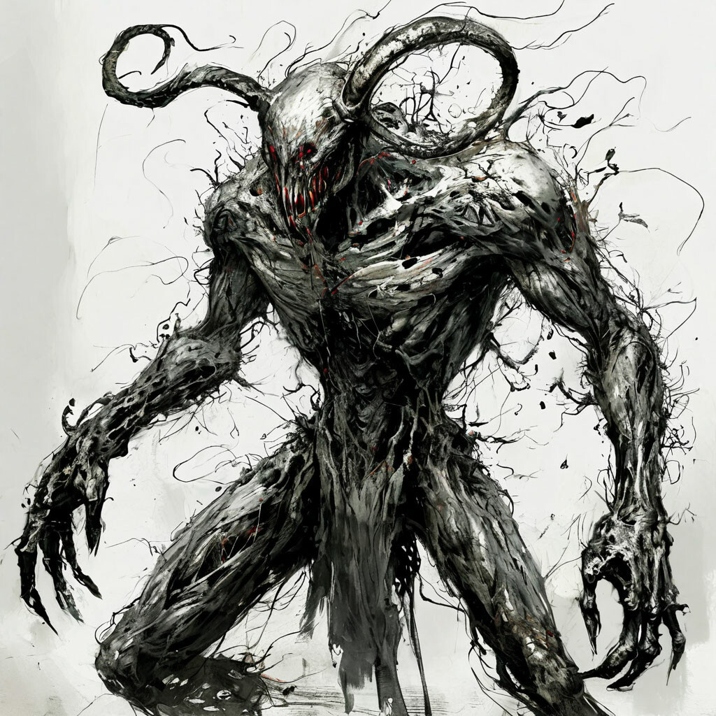 "Draw a chthonic creature consisting only of hands" — image created in ...