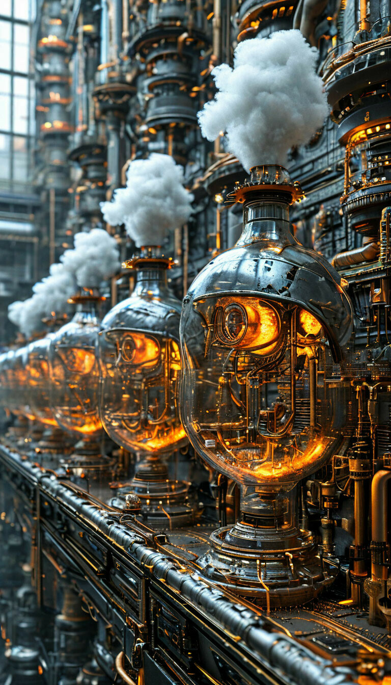 "Clone-making machine a vessel filled with living clones smoke from a ...