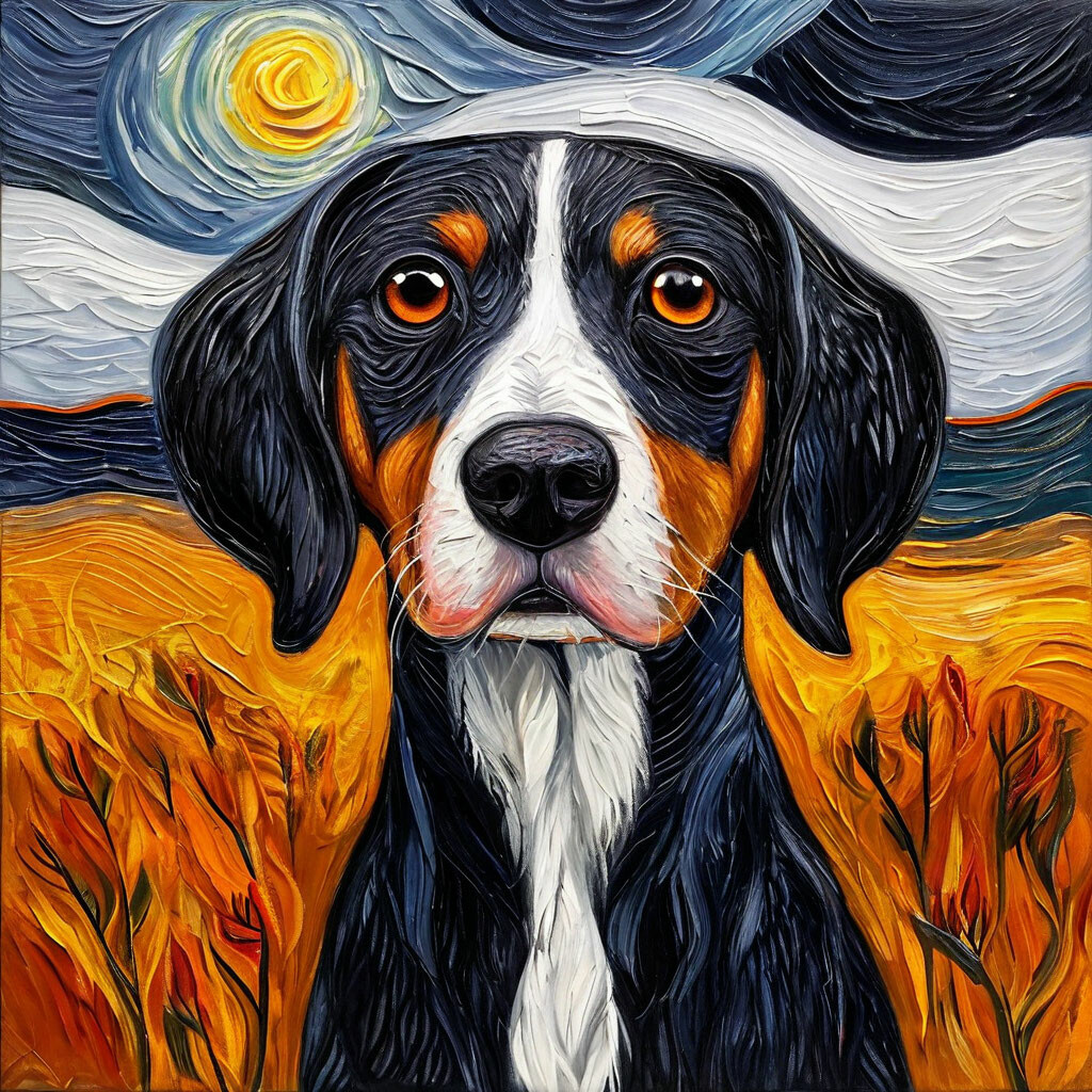 "A dog in the style of Edvard Munch" — image created in Shedevrum