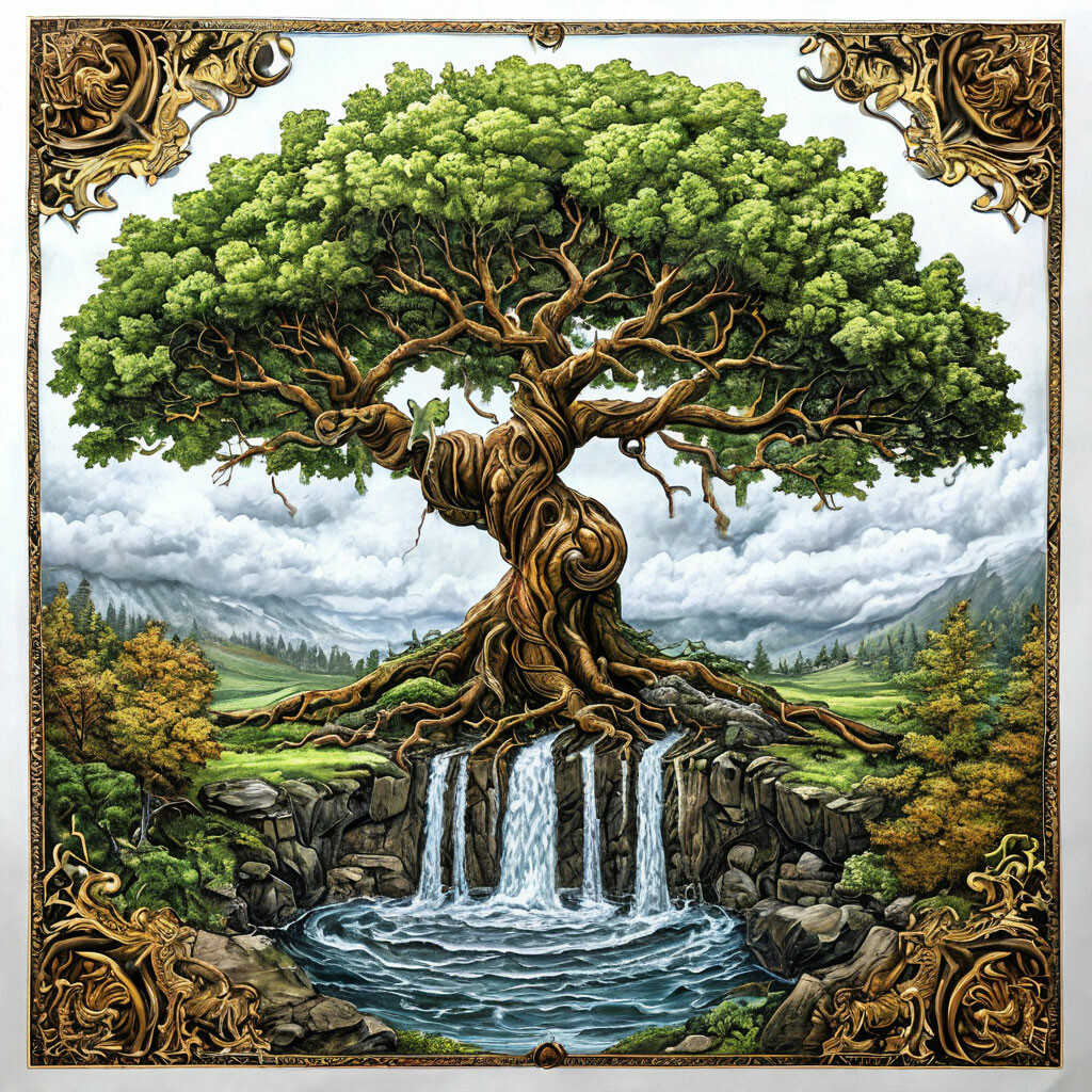 "Draw Yggdrasil in hyperrealism" — image created in Shedevrum
