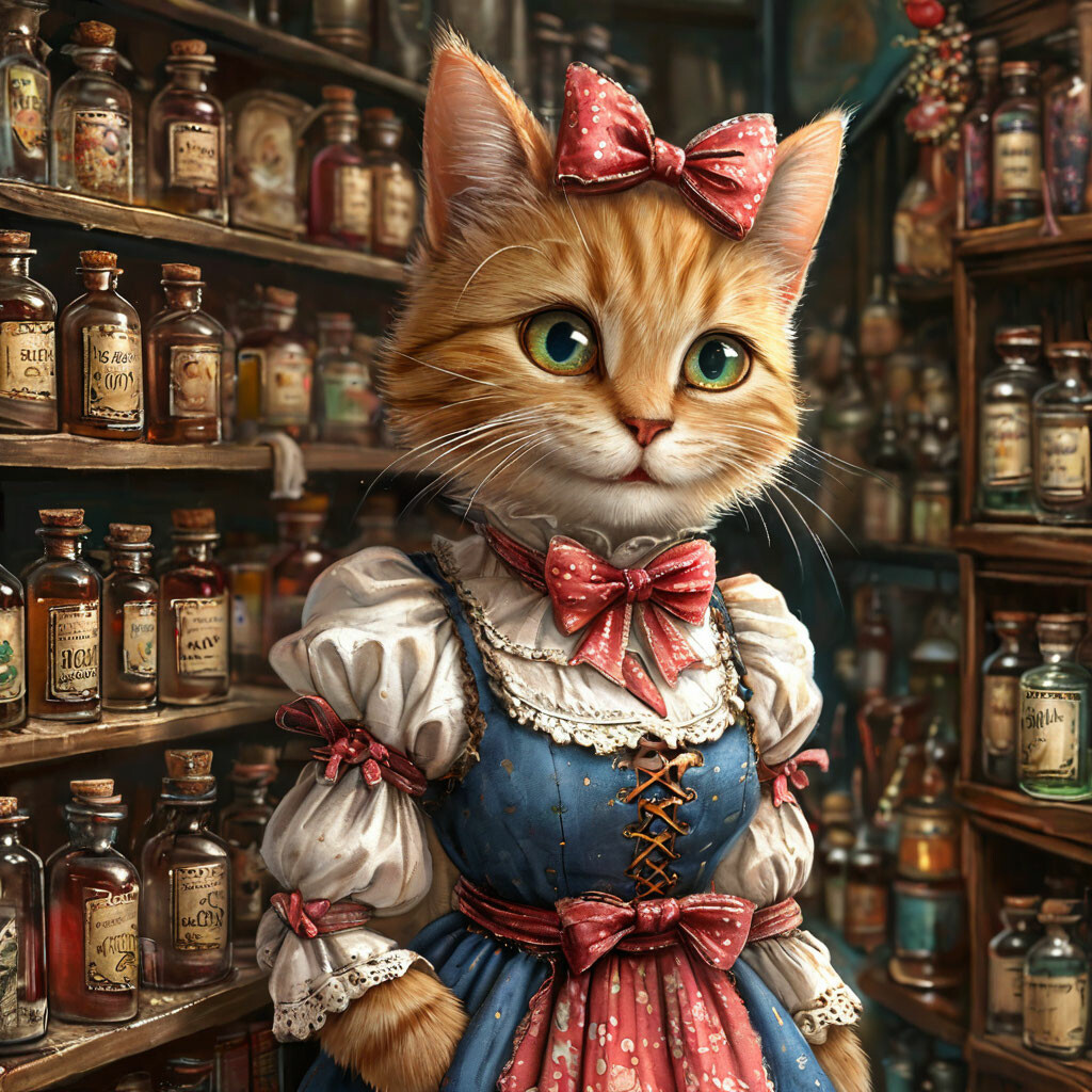 "An anthropomorphic cat is smiling in …" — image created in Shedevrum