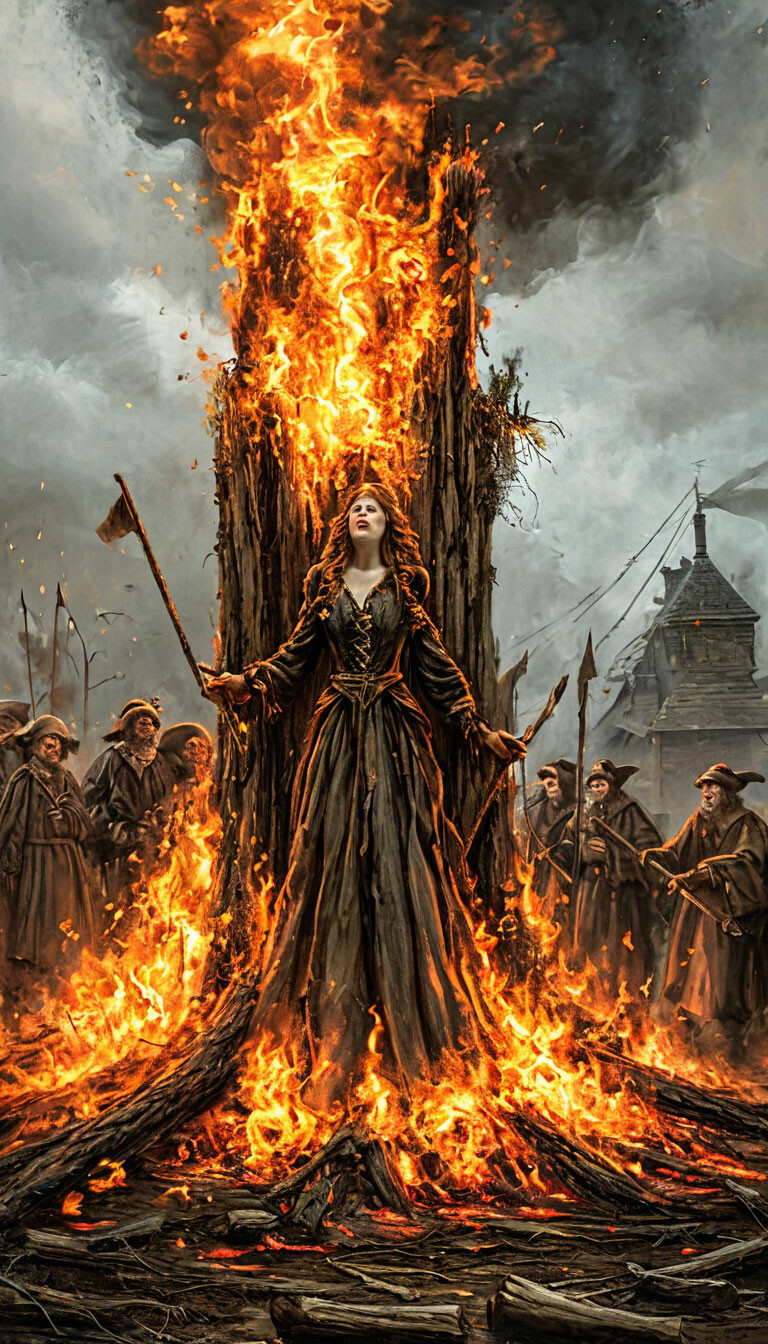 "The witch is burned at the stake" — image created in Shedevrum