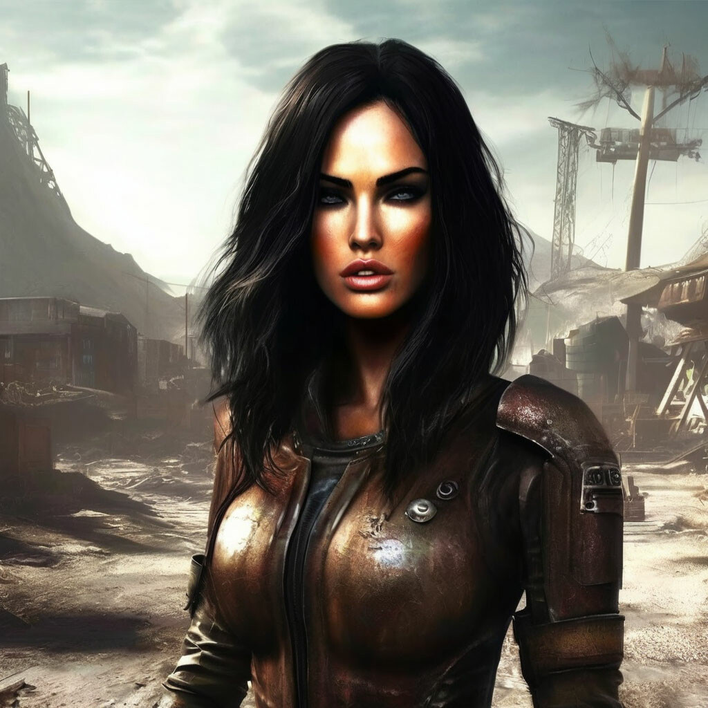 "Fallout 3. Sudden enclave. Megan Fox." — image created in Shedevrum