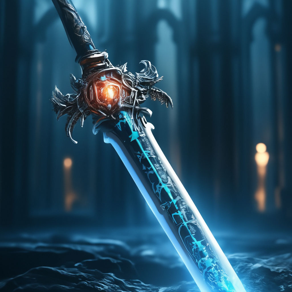 "One-handed magic sword, haze, gothic, fantasy, detailing, professional ...