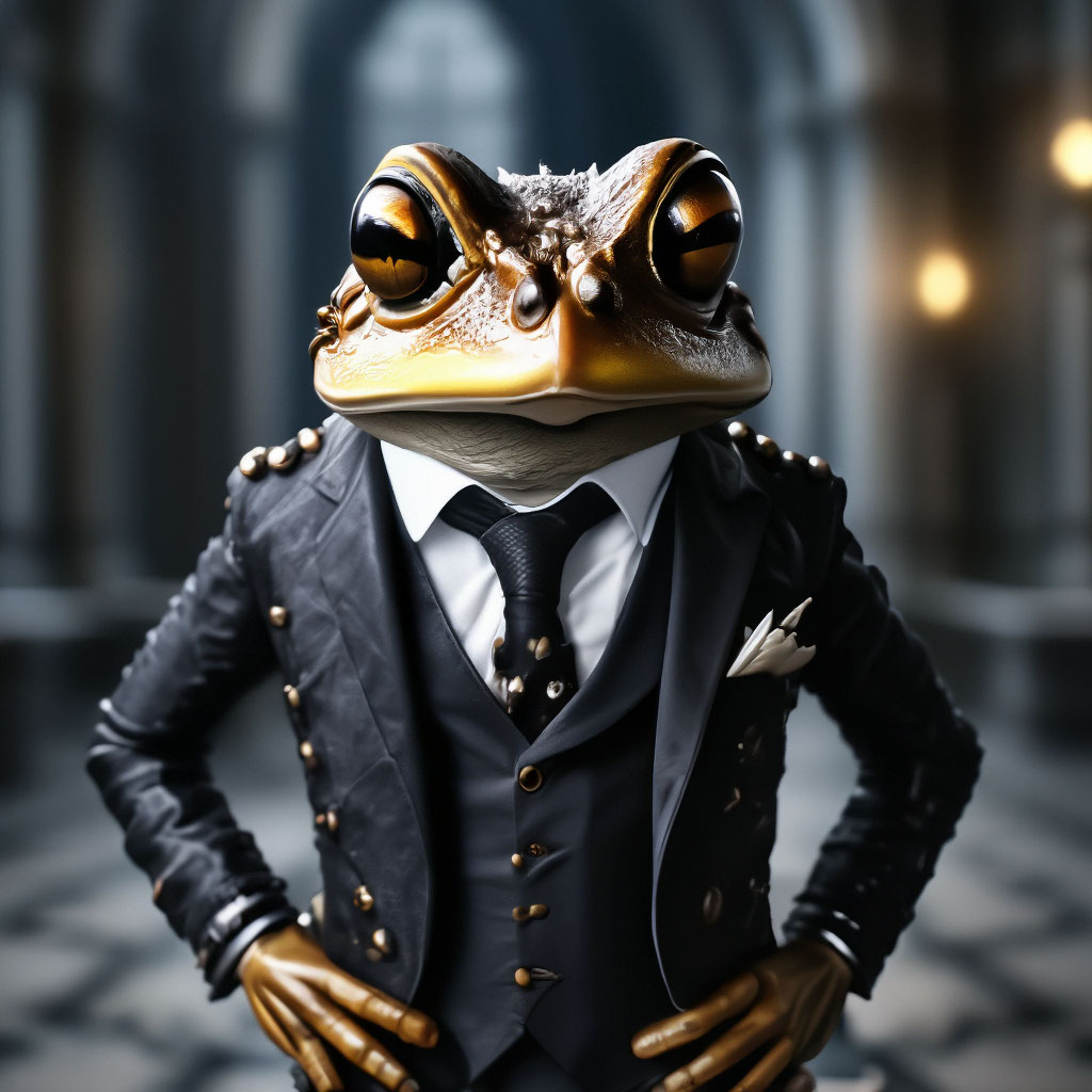 "Gothic toad in a three-piece suit, realism, realistic, 32k, high ...