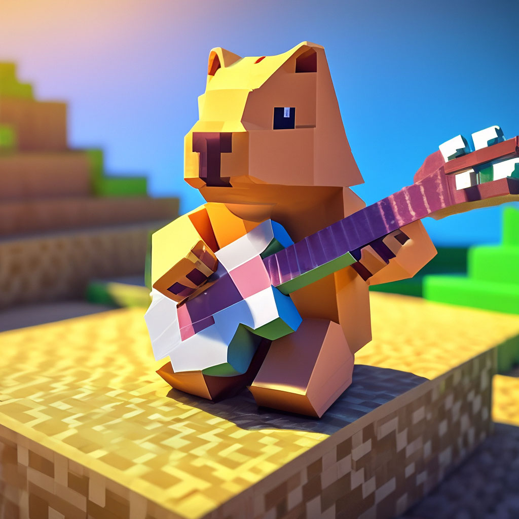 "Capybara minecraft 👾 Cartoon game style cute tiny 3d capybara ...