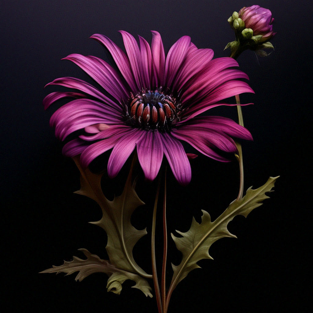 "Dimorphotheca, color drawing in the style of botanical atlas, black ...