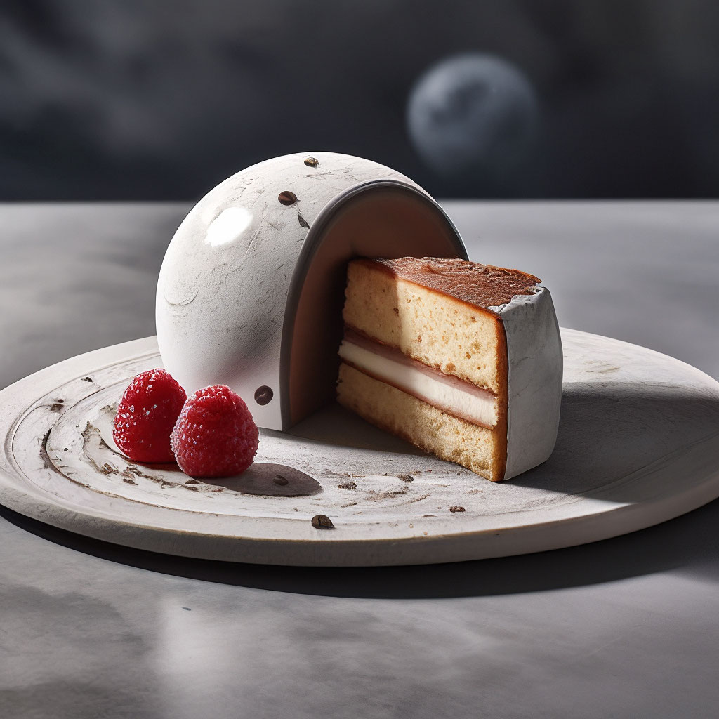 "🌕 A slice of a hemisphere of a cake in a section, a cake externally ...