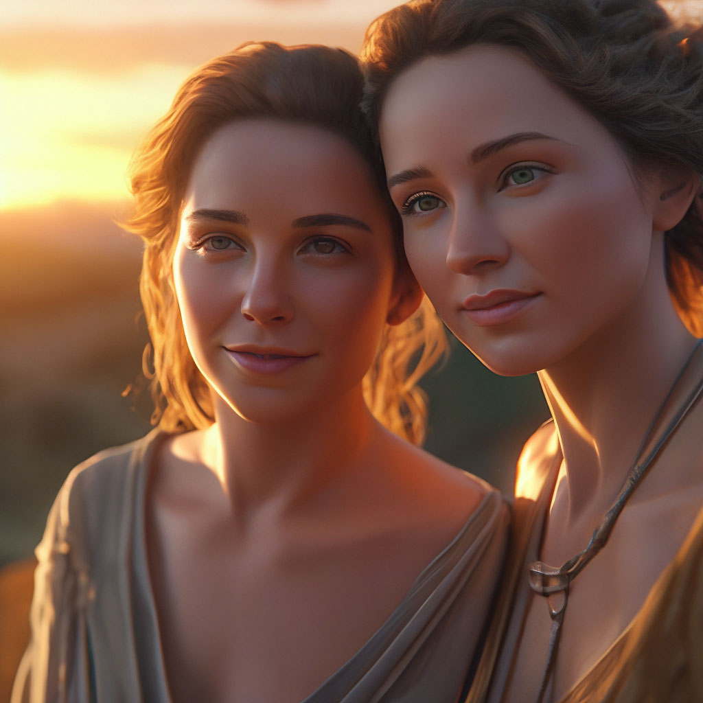 "Leah and Rachel, hyper realistic, beautiful, lumen, professional photo ...