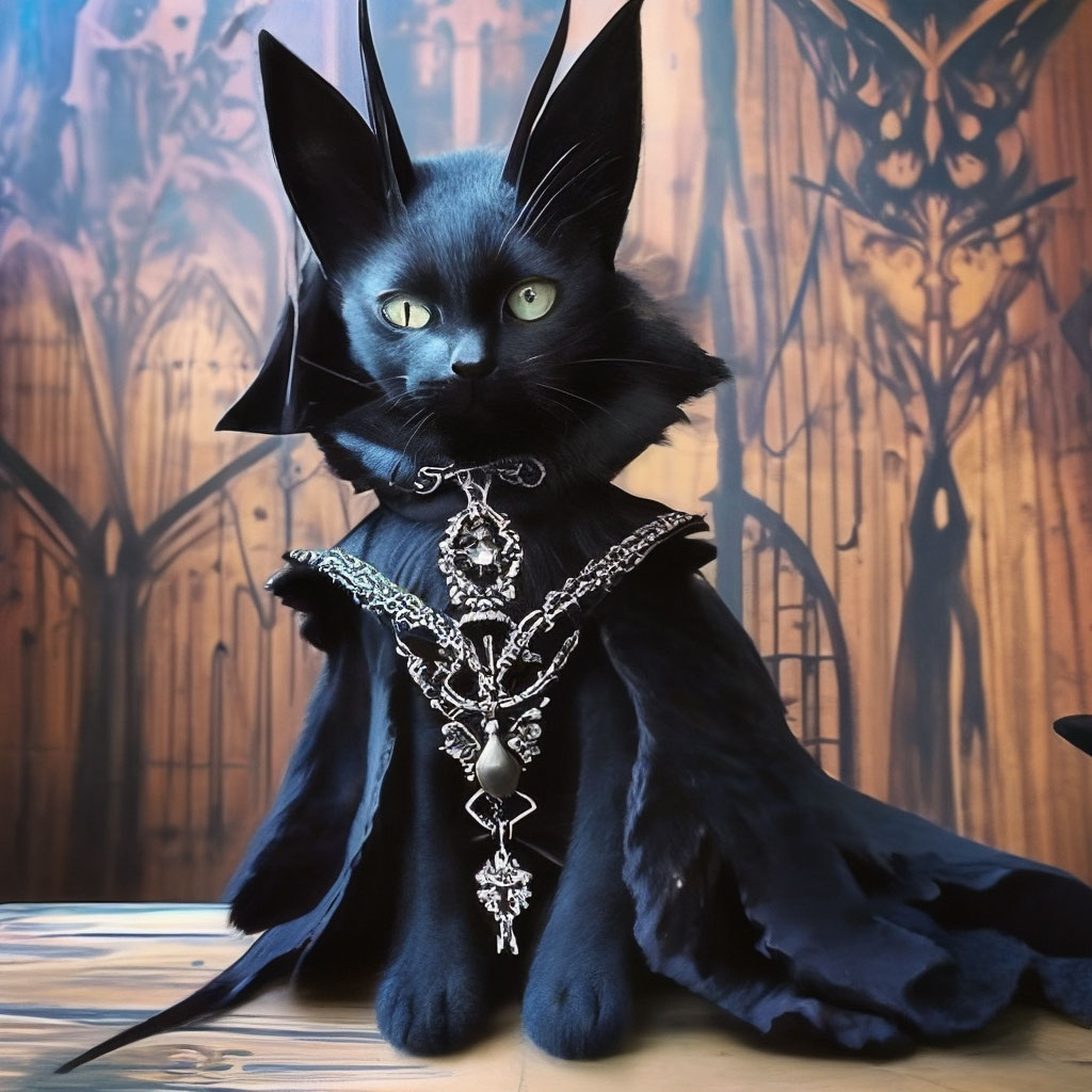 "Goth cat Mysticism horror horror Gothic" — image created in Shedevrum