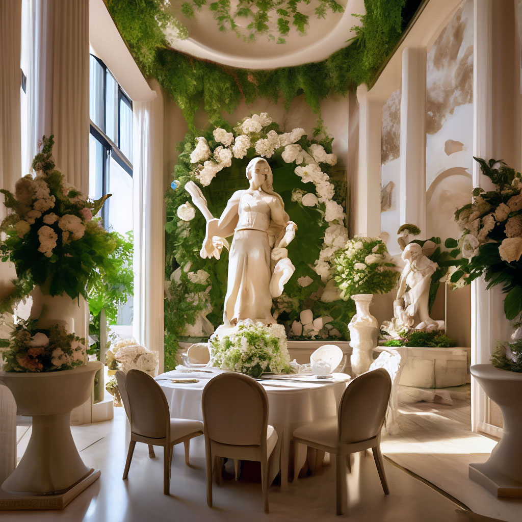 "The room is in the Greek style, with statues of Greek gods, the main ...