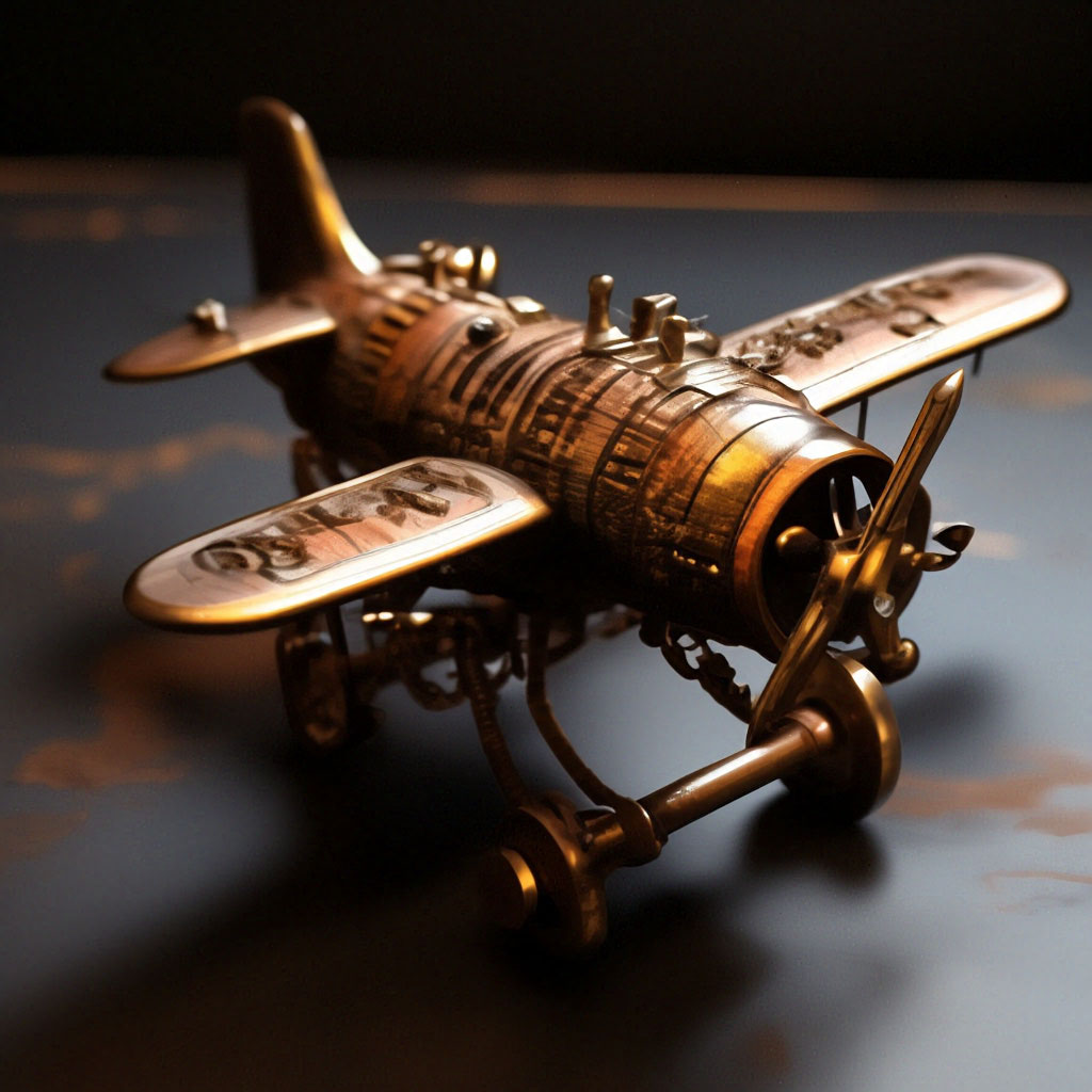"Steampunk toy, airplane" — image created in Shedevrum