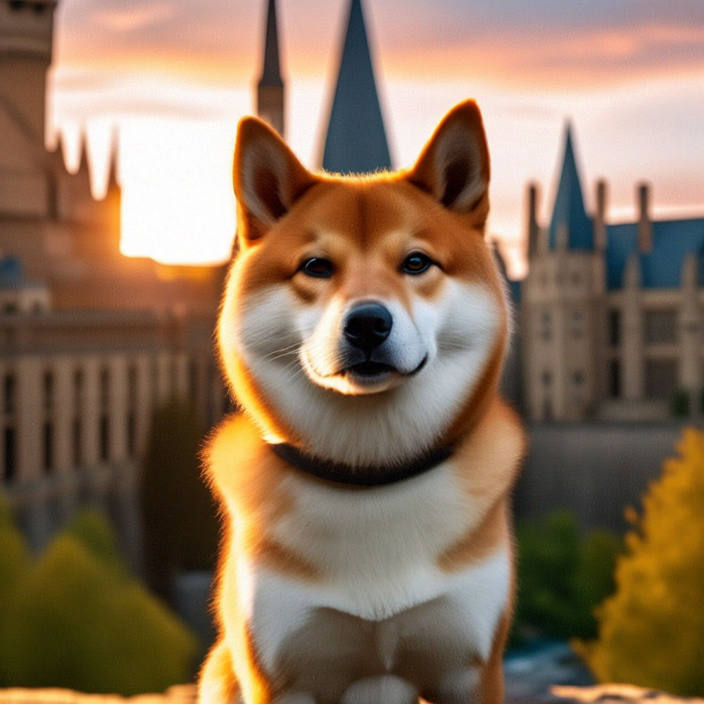 "The Shiba Inu dog at Hogwarts high …" — image created in Shedevrum