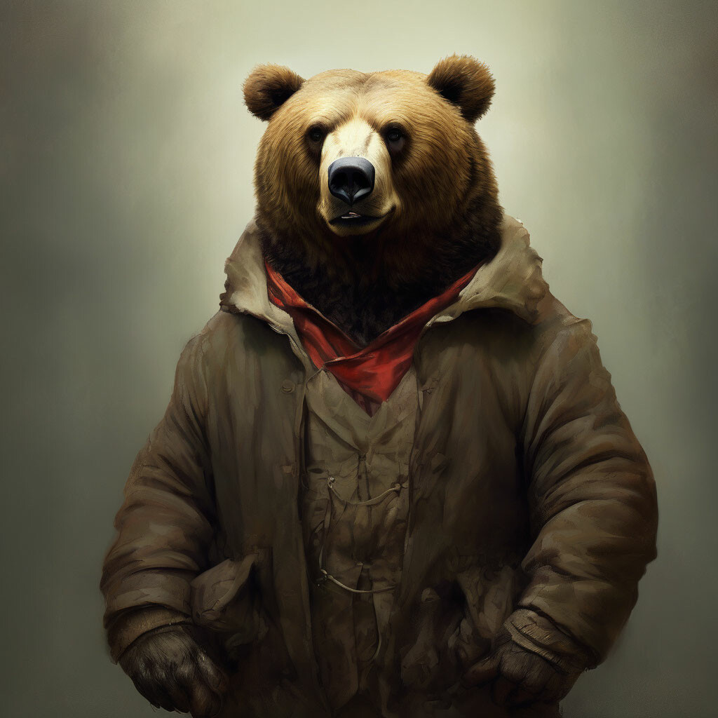 "An anthropomorphic bear" — image created in Shedevrum
