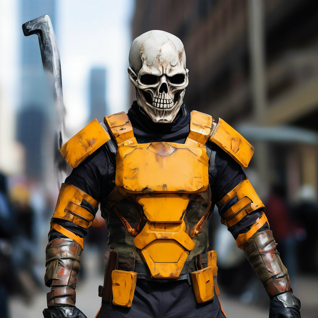 "The man in the skull mask in a full-length Gordon Freeman costume from ...