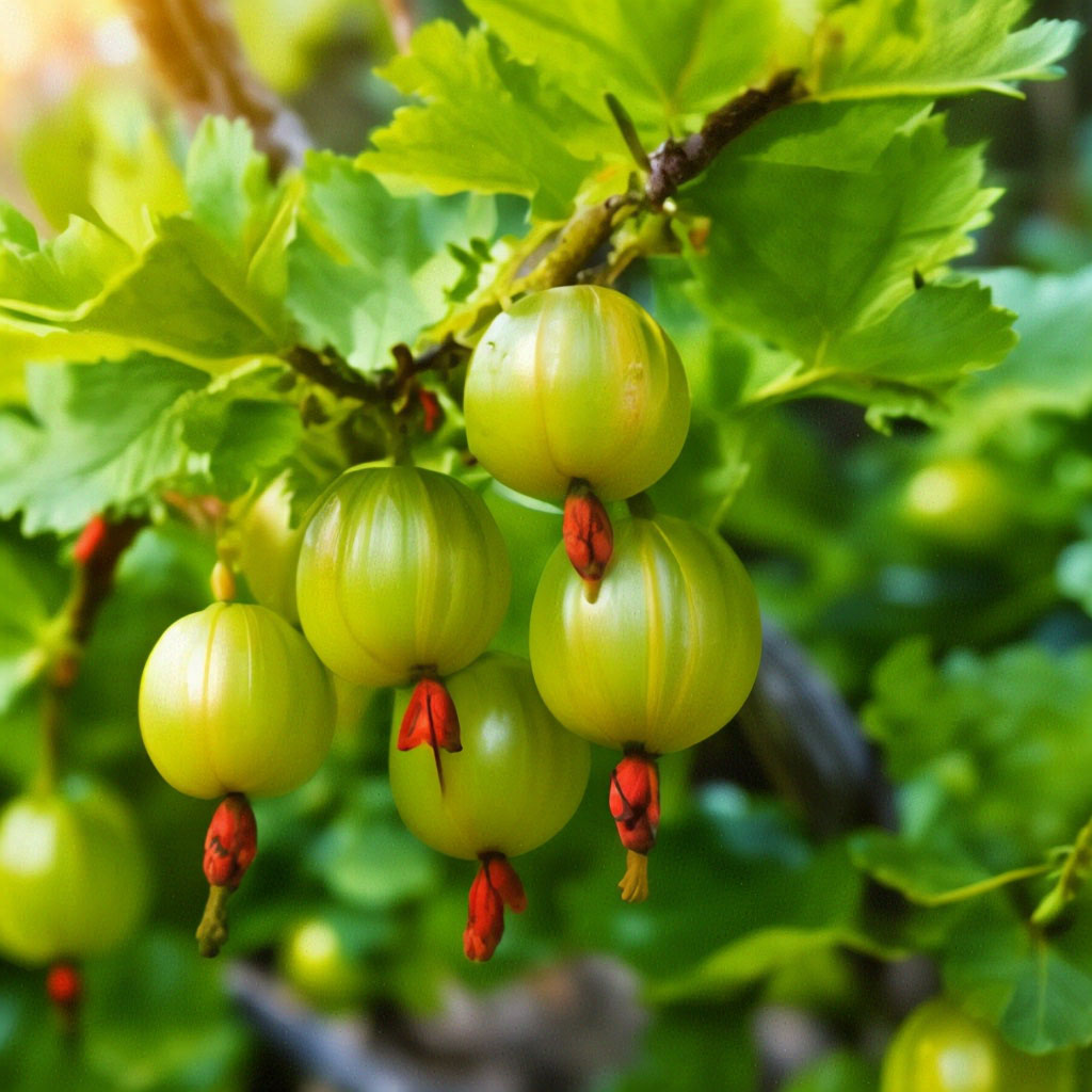 "Gooseberry bush, a warm day is beautiful and at the same time ...