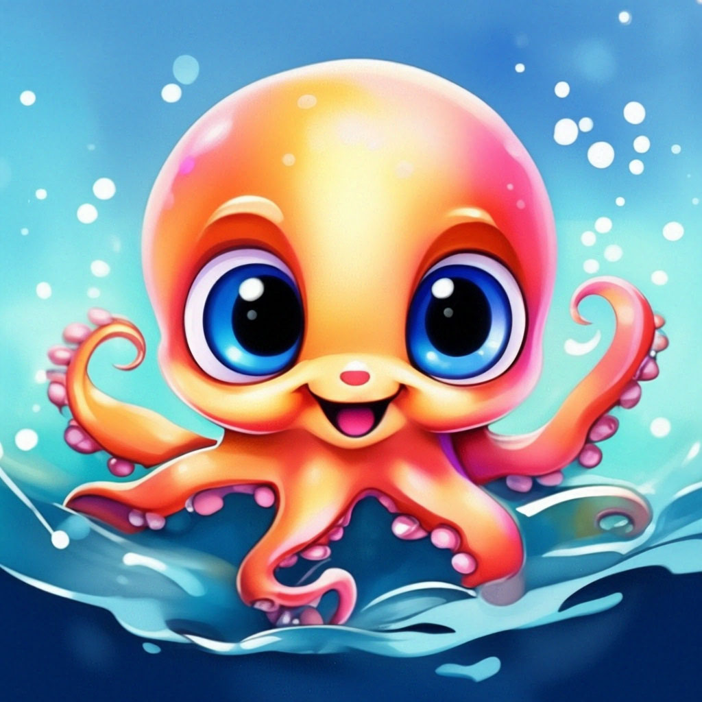 "Cute octopus Baby,big round eyes, long eyelashes, cheerful, rosy ...