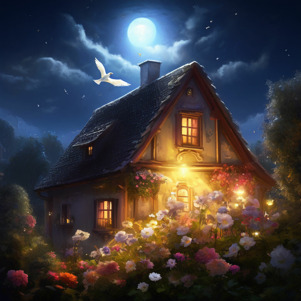 "An unearthly bright light descends on a pretty painted house from ...